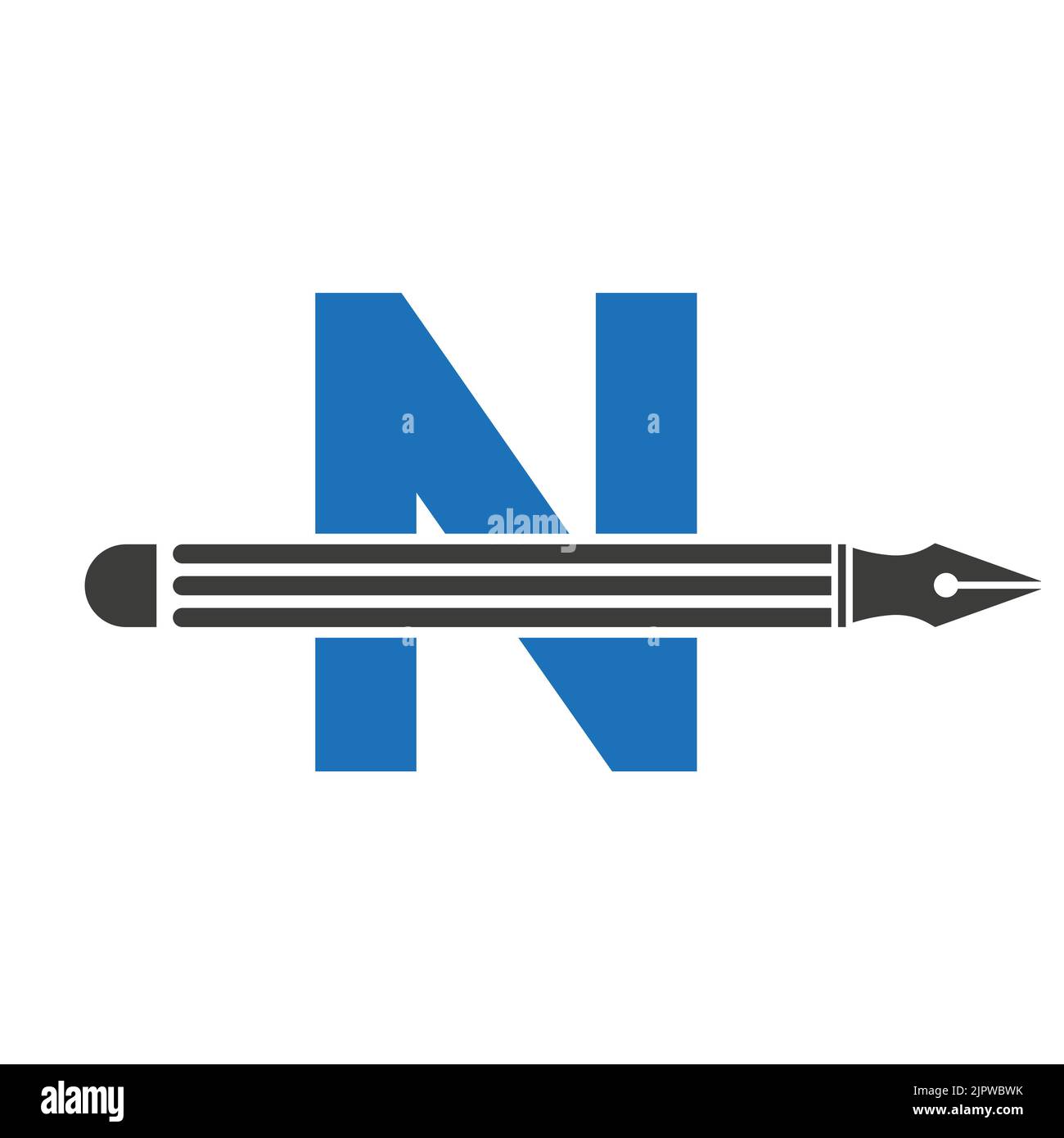 Letter N with Pencil Logo Design Concept for Art Designer Logotype ...