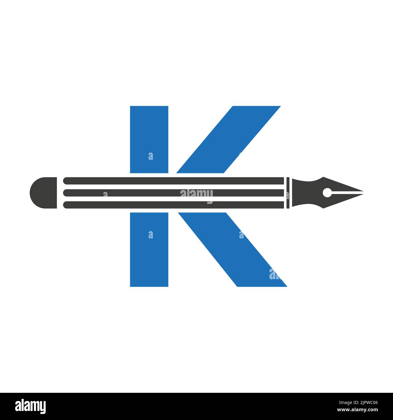 Letter K with Pencil Logo Design Concept for Art Designer Logotype ...