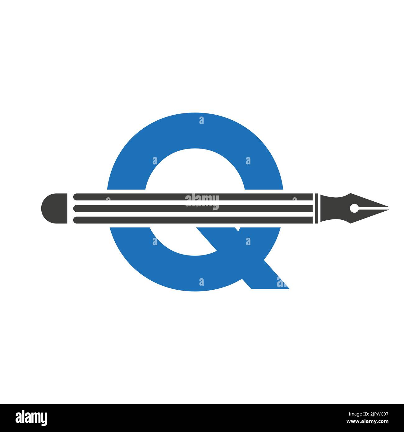 Letter Q with Pencil Logo Design Concept for Art Designer Logotype ...