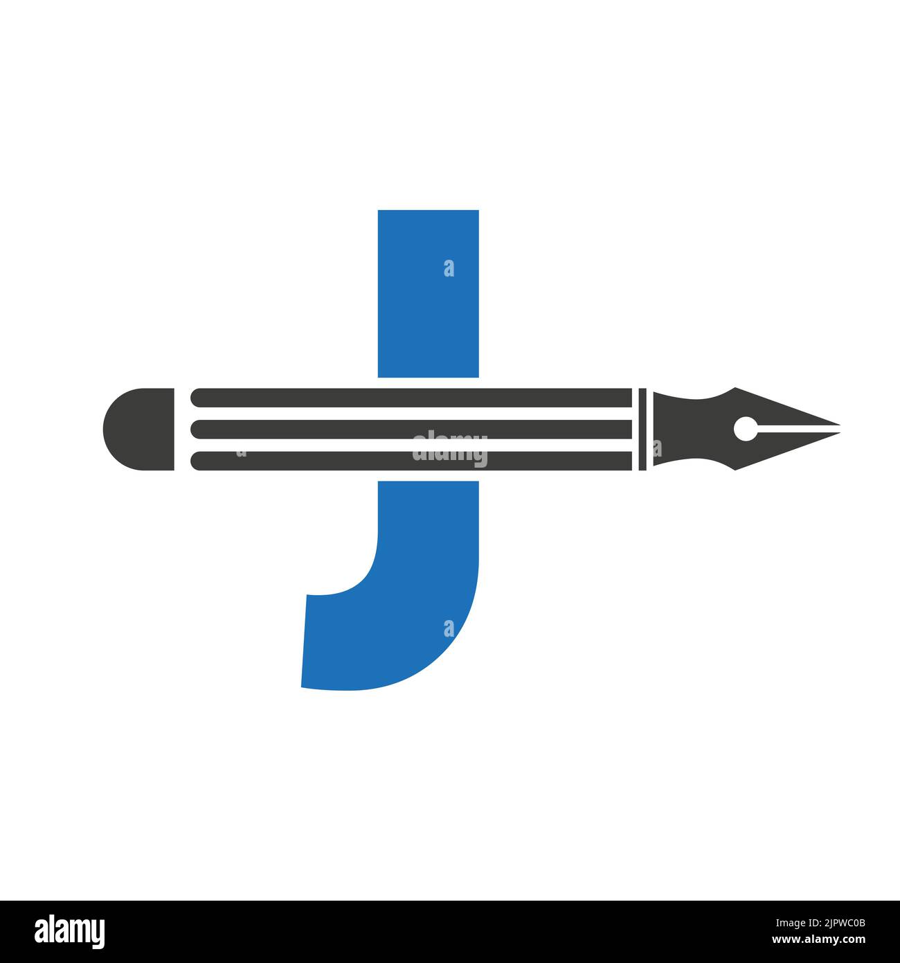 Letter J with Pencil Logo Design Concept for Art Designer Logotype ...