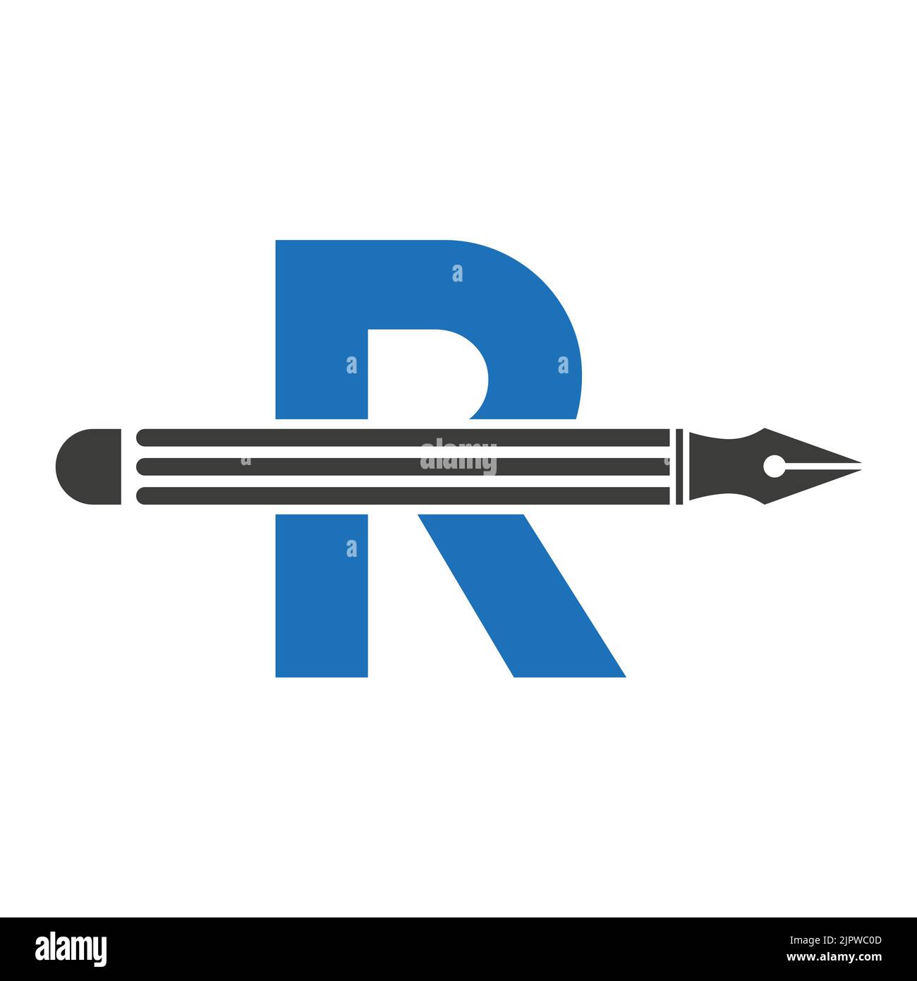 Letter R with Pencil Logo Design Concept for Art Designer Logotype ...