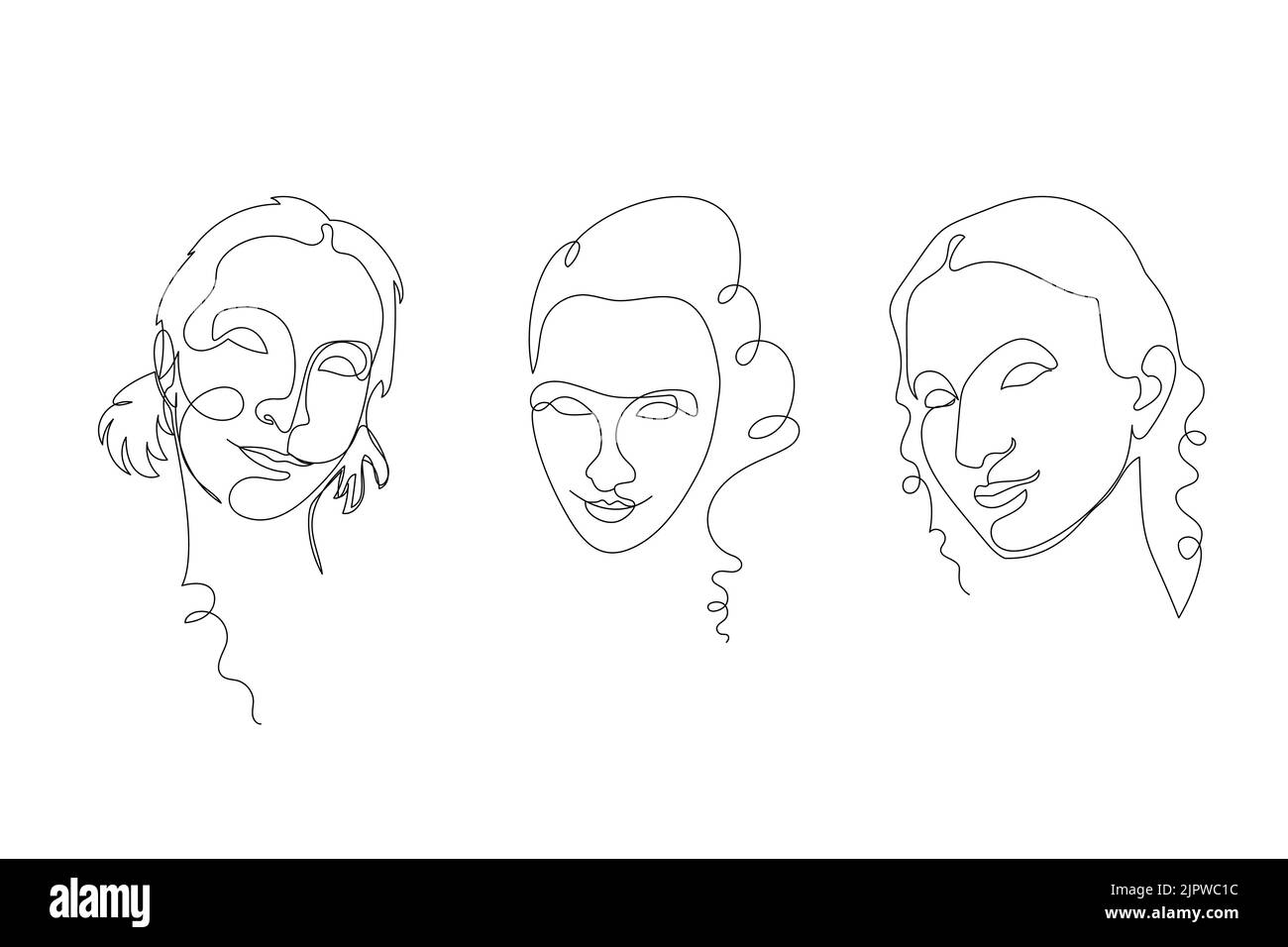 Set of female face single line drawings Stock Vector Image & Art - Alamy