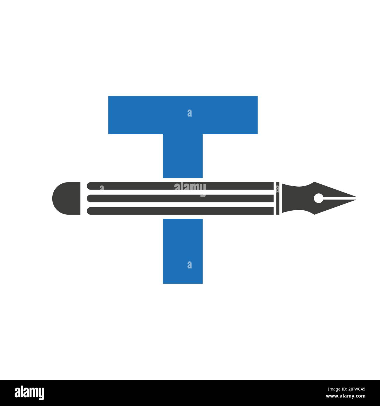 Letter T with Pencil Logo Design Concept for Art Designer Logotype ...