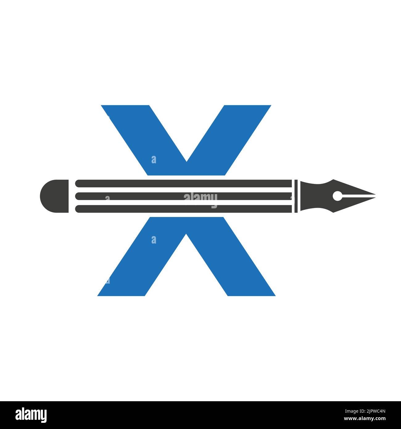 Letter X with Pencil Logo Design Concept for Art Designer Logotype ...