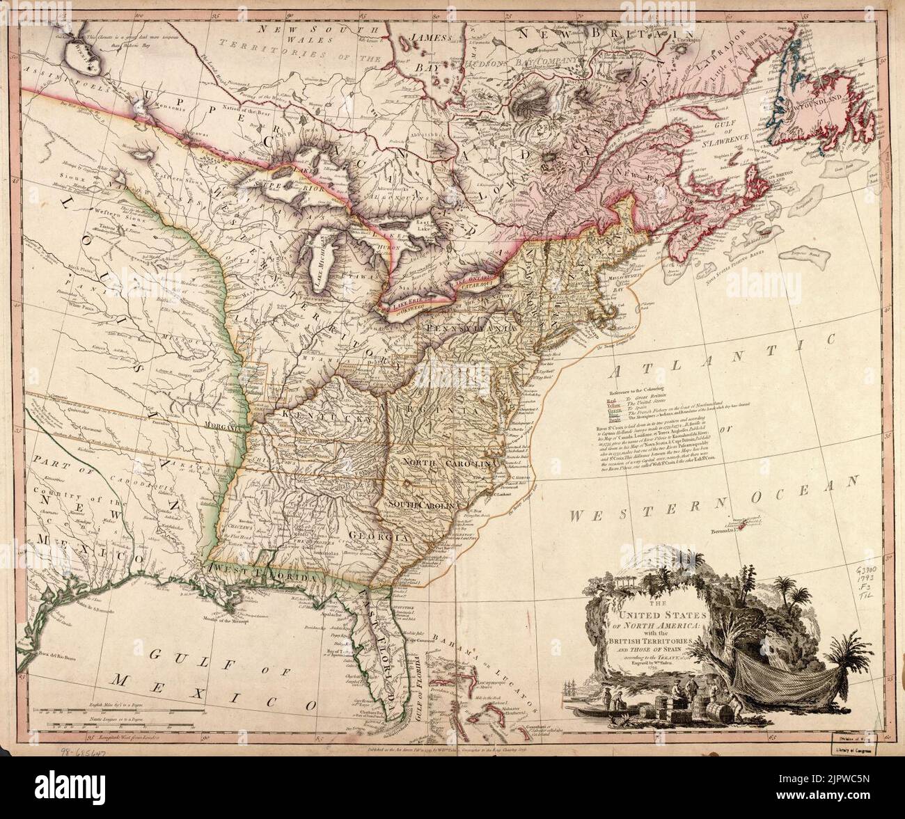 The United States of North America, with the British territories Stock ...