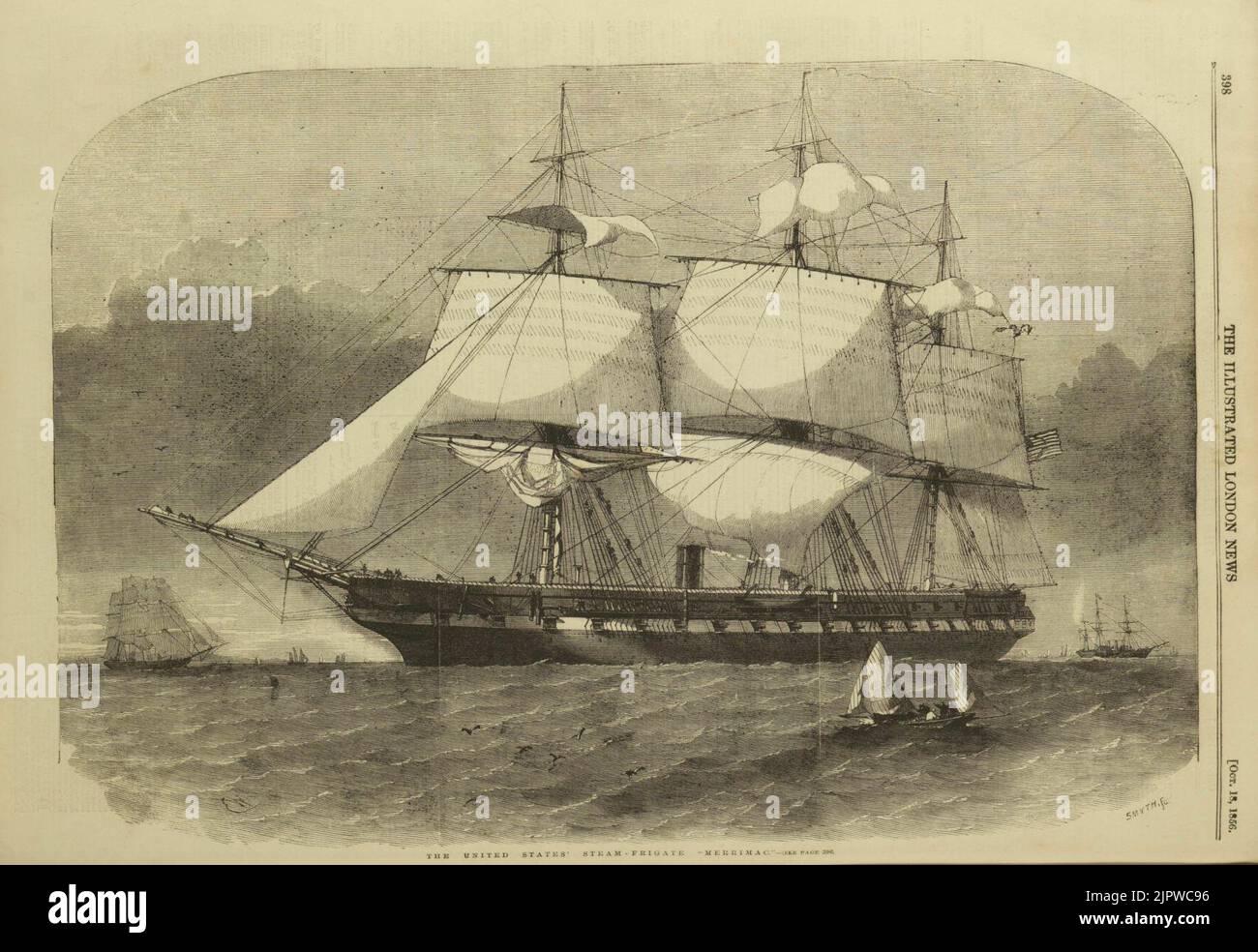 The United States' Steam-Frigate Merrimac - ILN 1856 Stock Photo - Alamy