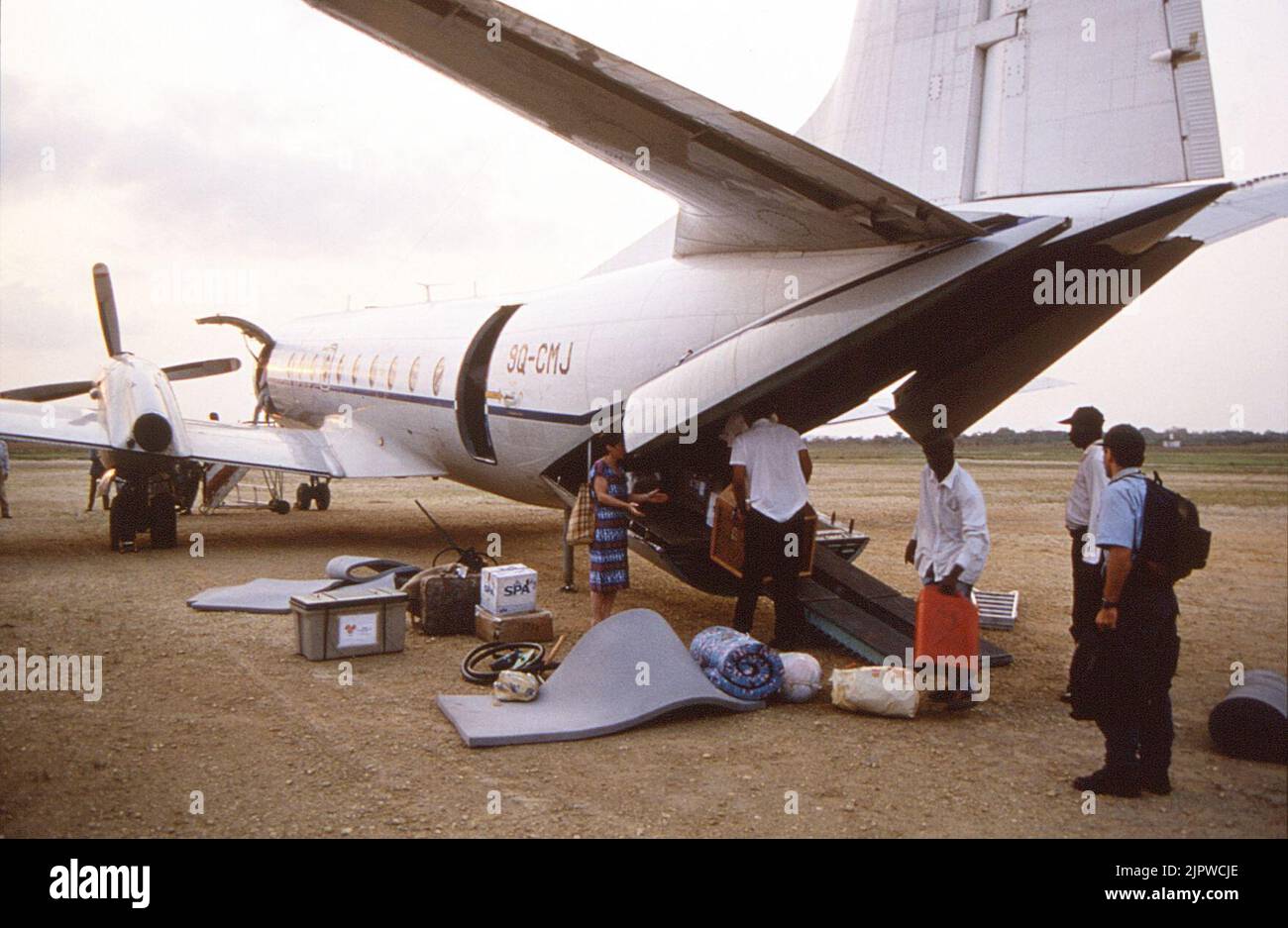 The US epidemiologic team after having landed at Lodja Airport - Zaire ...