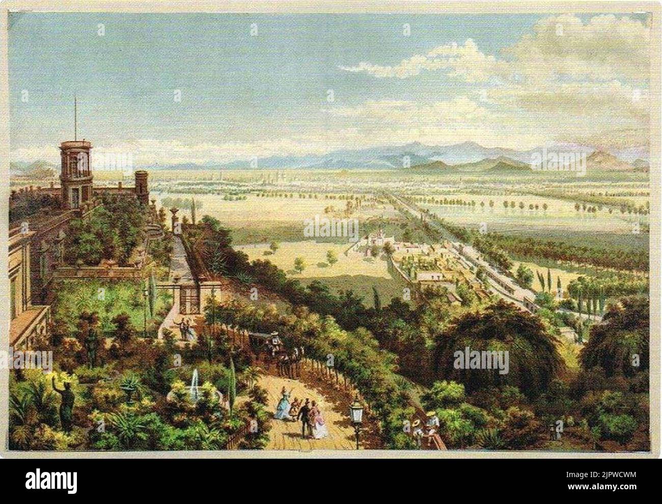 The Valley of Mexico from Chapultepec (Mexico City), 1850 Casimiro ...