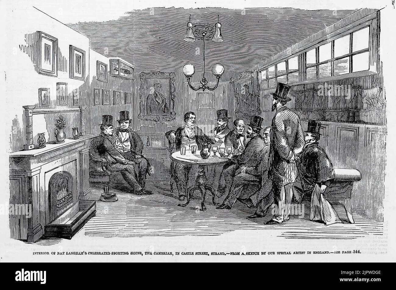 Interior of Nat Langham's celebrated sporting house, The Cambrian, in ...