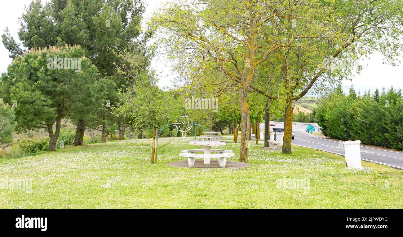Rest area of a road in Spain, Europe Stock Photo - Alamy