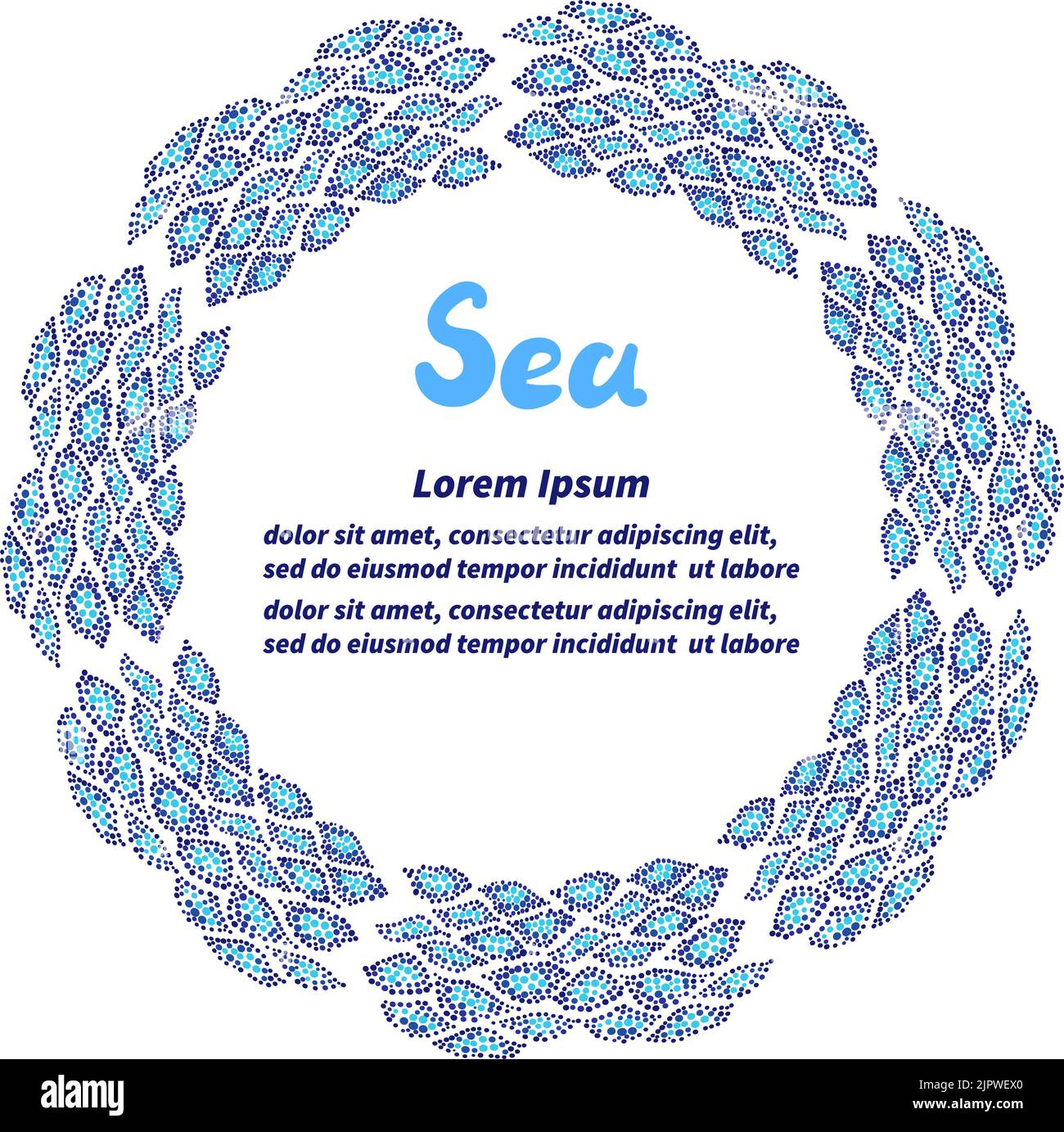 Abstract waved round frame. Sea background with place for text for your ...