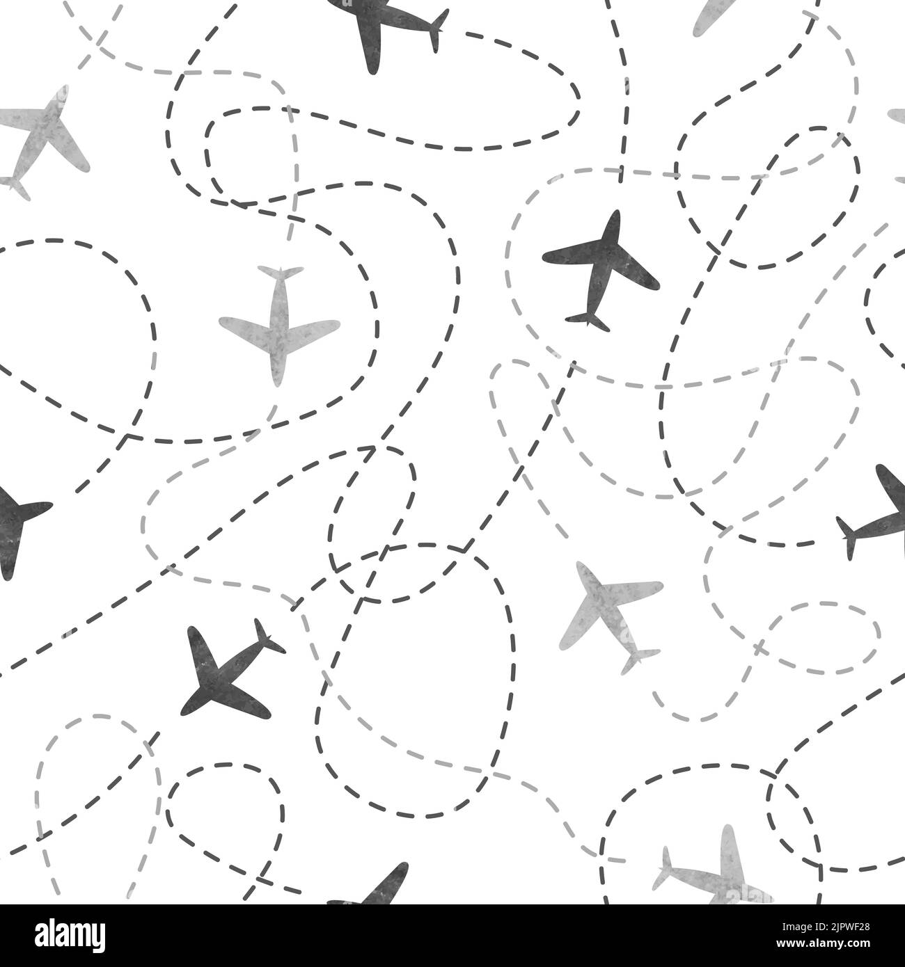 Seamless pattern with watercolor airplanes. Travel around the world ...