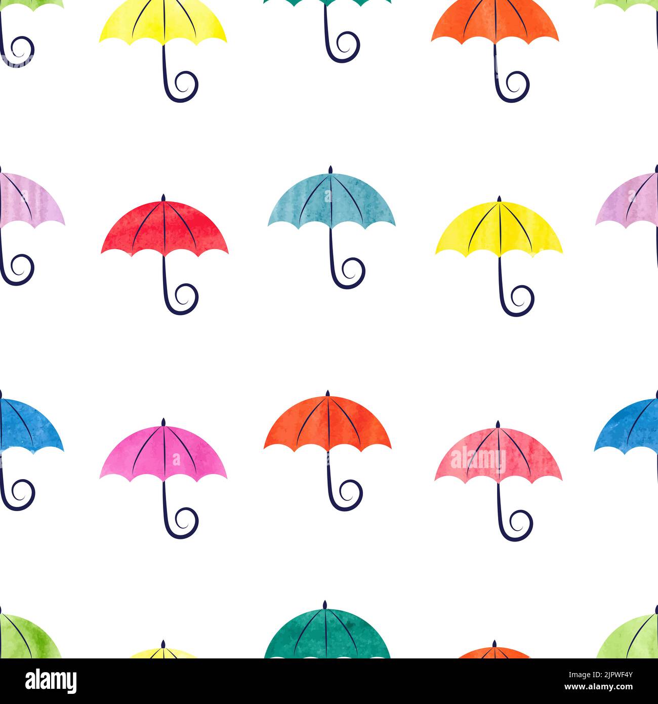 Colorful watercolor umbrellas seamless pattern. Vector background with ...