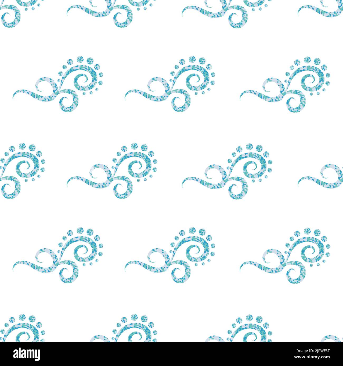 Blue swirls seamless pattern. Vector background with swirl decorative ...