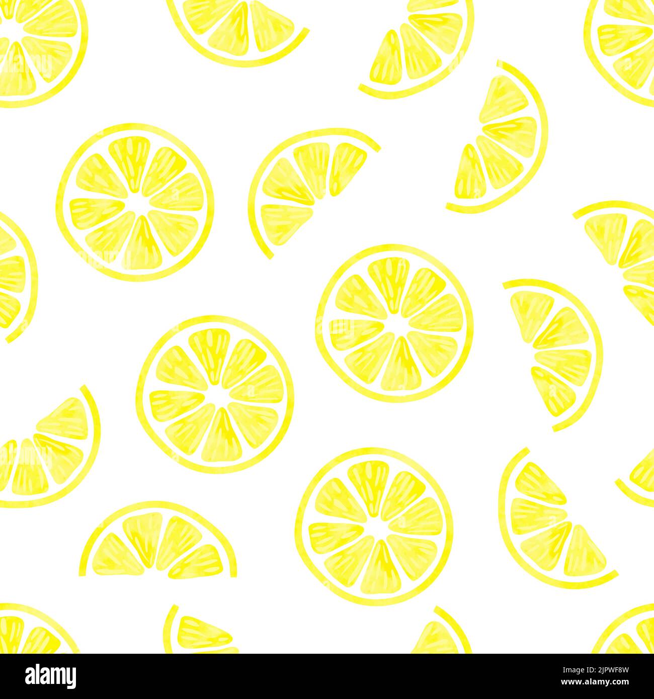 Watercolor lemon seamless pattern. Vector background with lemon slices ...