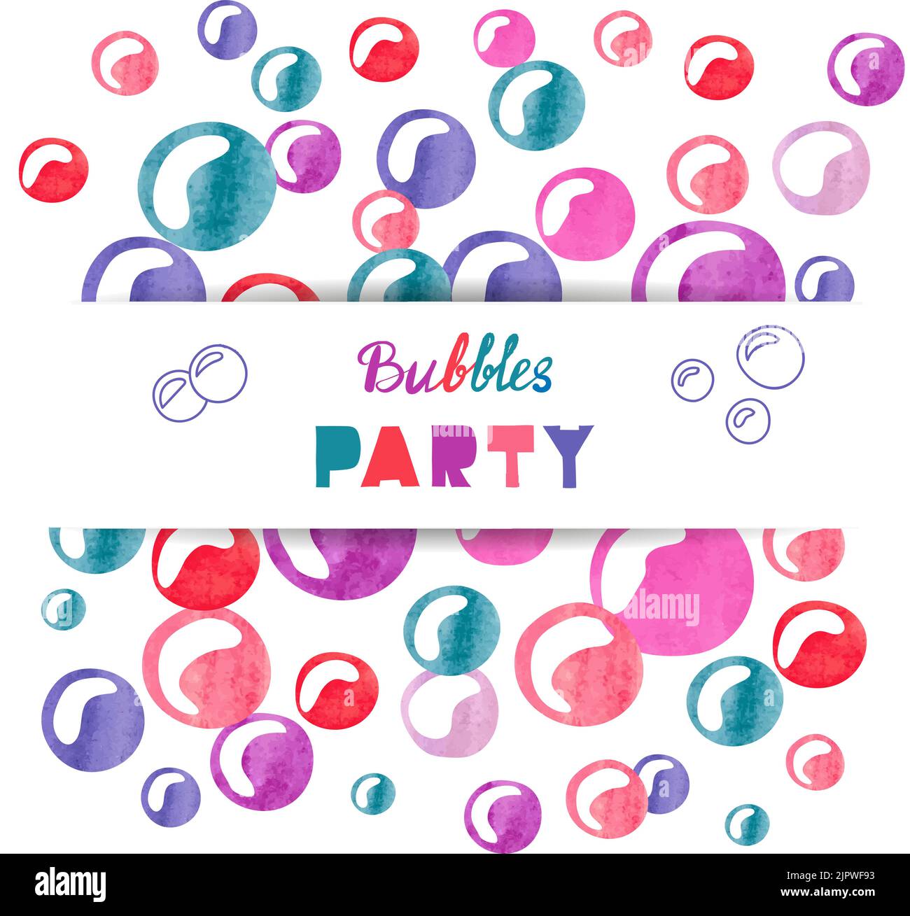 Watercolor colorful bubbles isolated on white. Party invitation design ...
