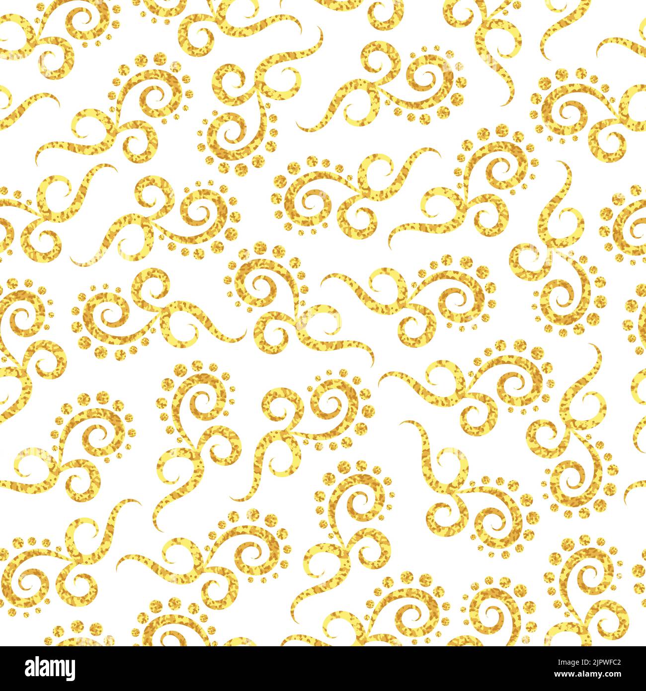 Golden swirls seamless pattern. Sparkling vector background with hand ...