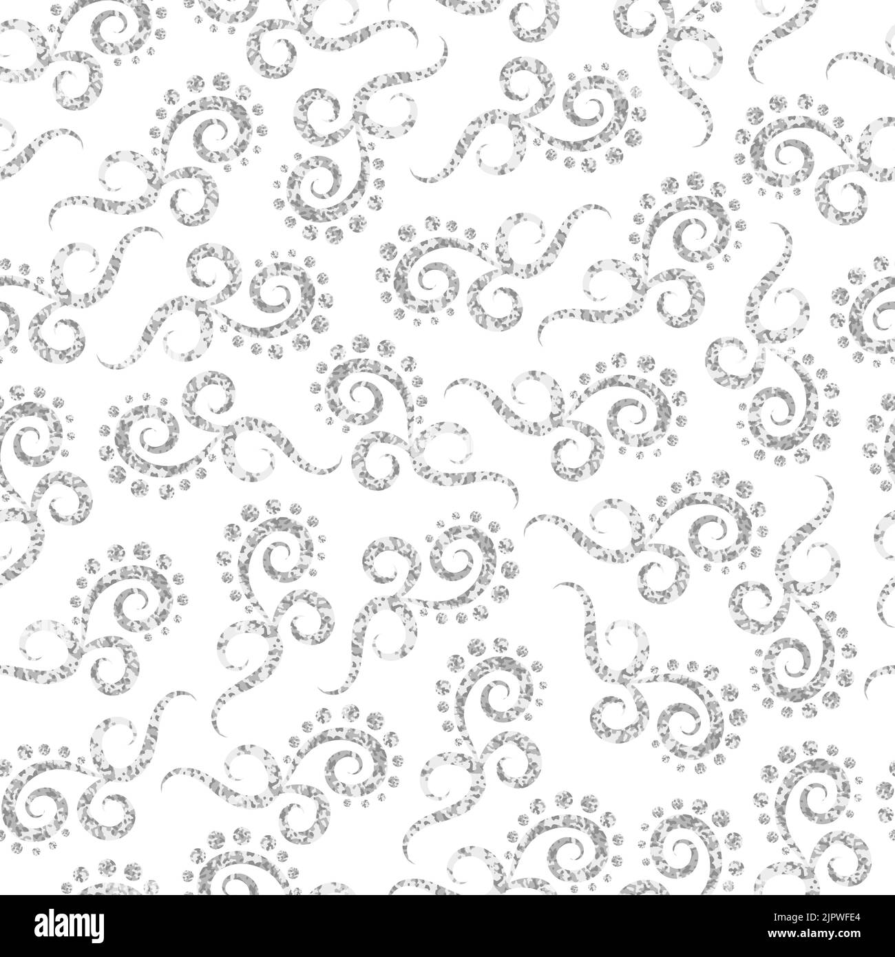 Silver swirls seamless pattern. Sparkling vector background with hand ...
