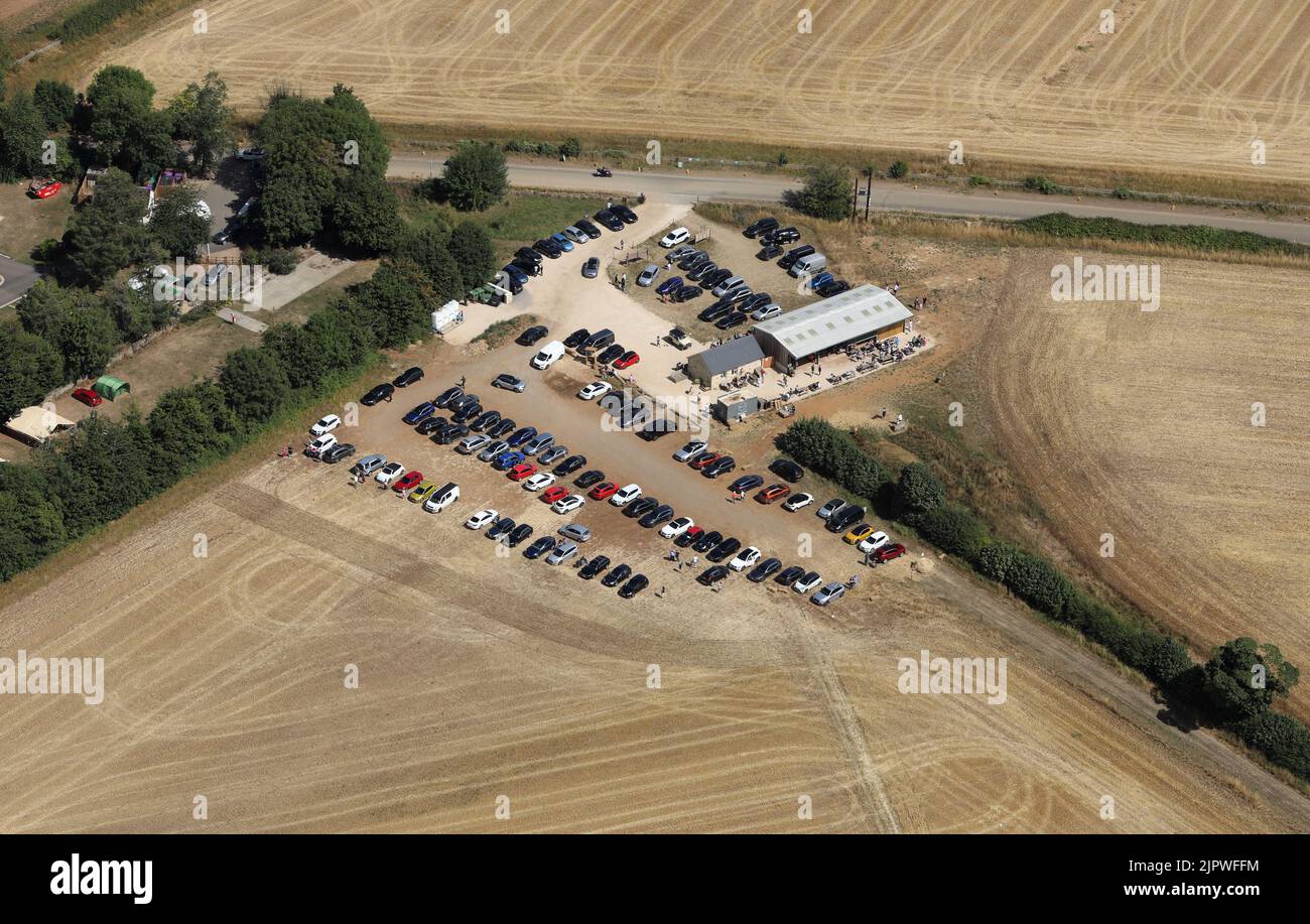 Aerial view of Jeremy Clarkson's Diddly Squat Farm Shop and adjoining Chipping Norton campsite ...