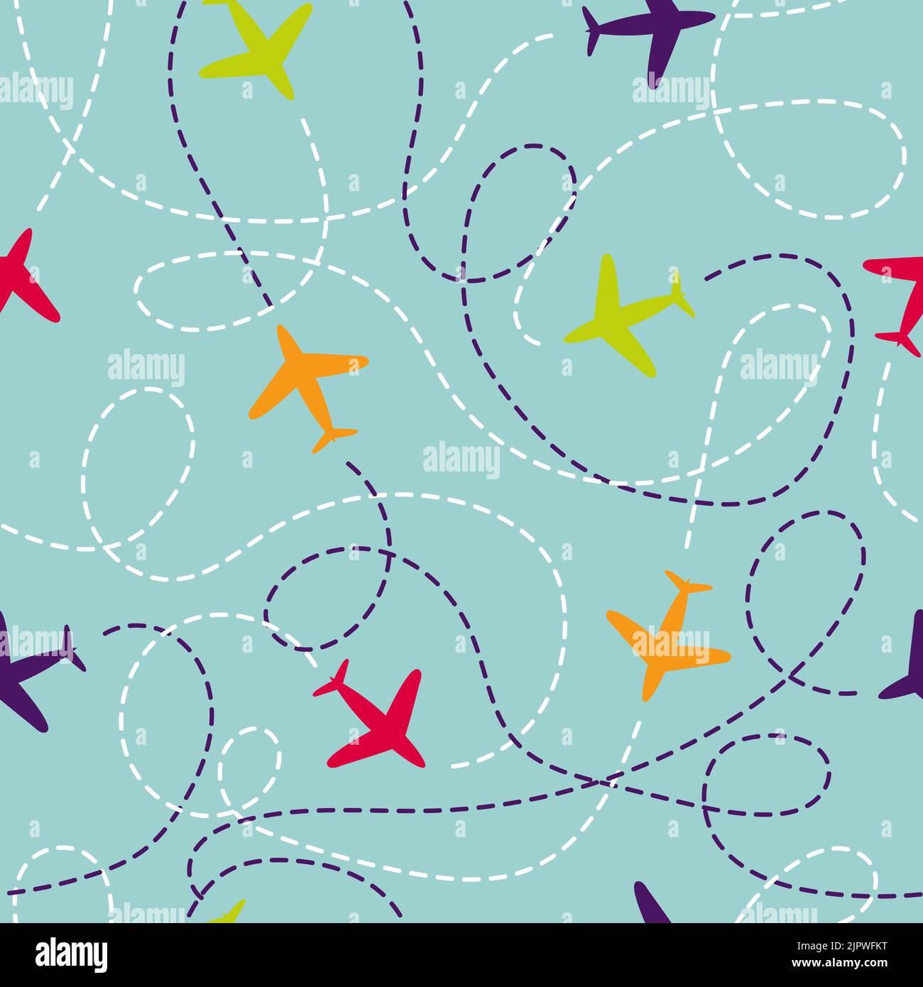 Seamless pattern with airplanes. Vector background with colorful planes ...