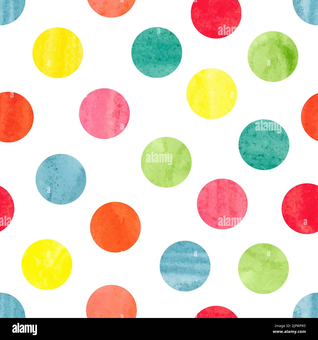 Watercolor colorful polka dot seamless pattern. Vector illustration of ...