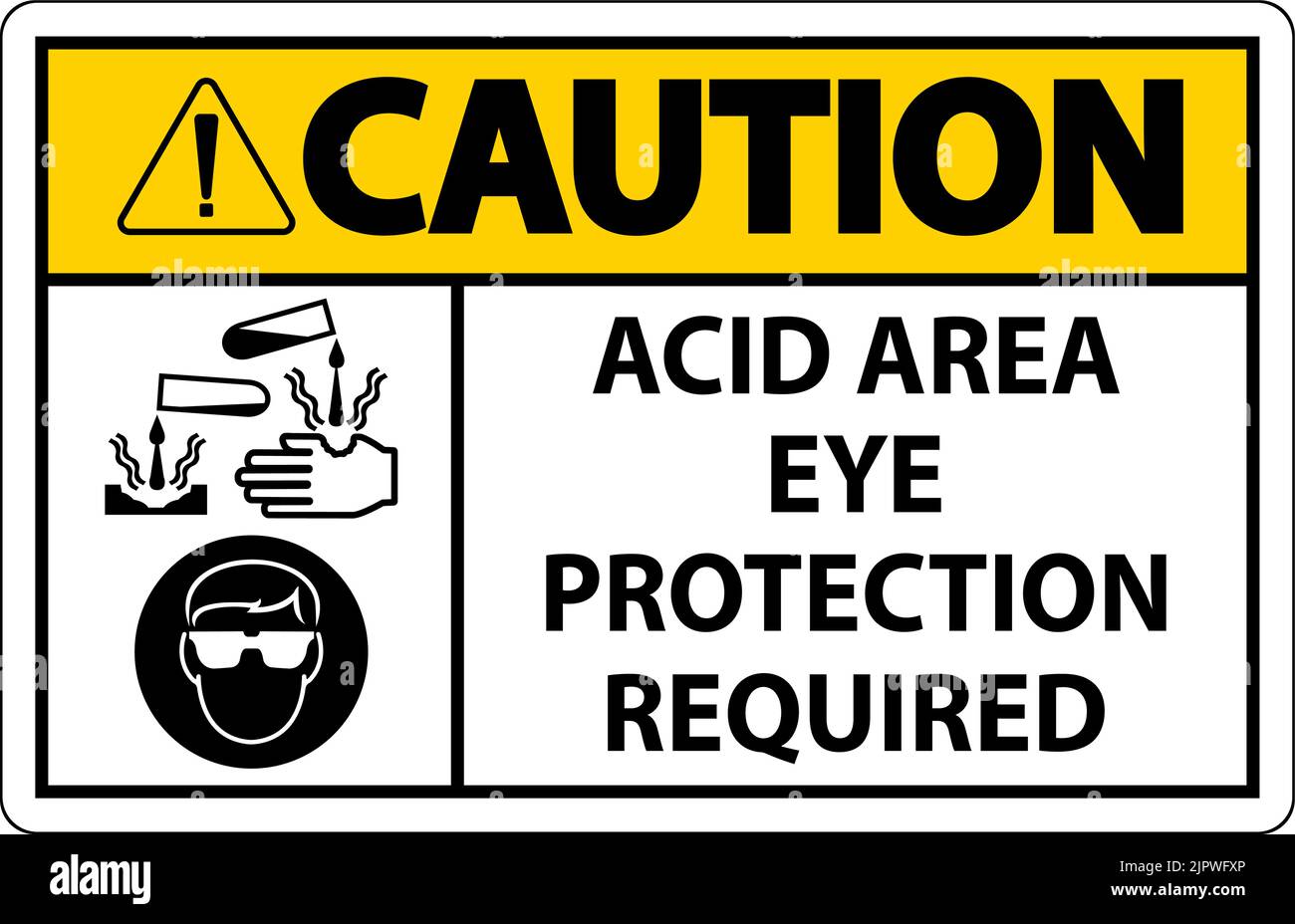 Caution Acid Area Eye Protection Required Sign With Sign Stock Vector ...
