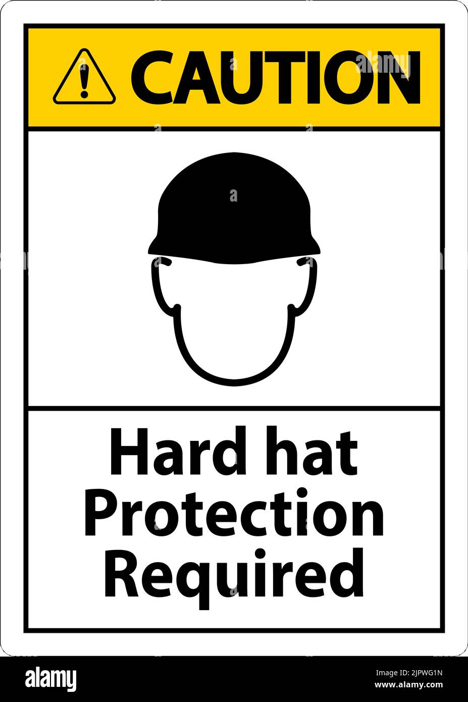 Caution Hard Hat Protection Required Sign On White Background Stock ...