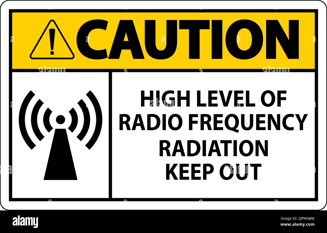 Caution High Level of RF Radiation Sign On White Background Stock ...
