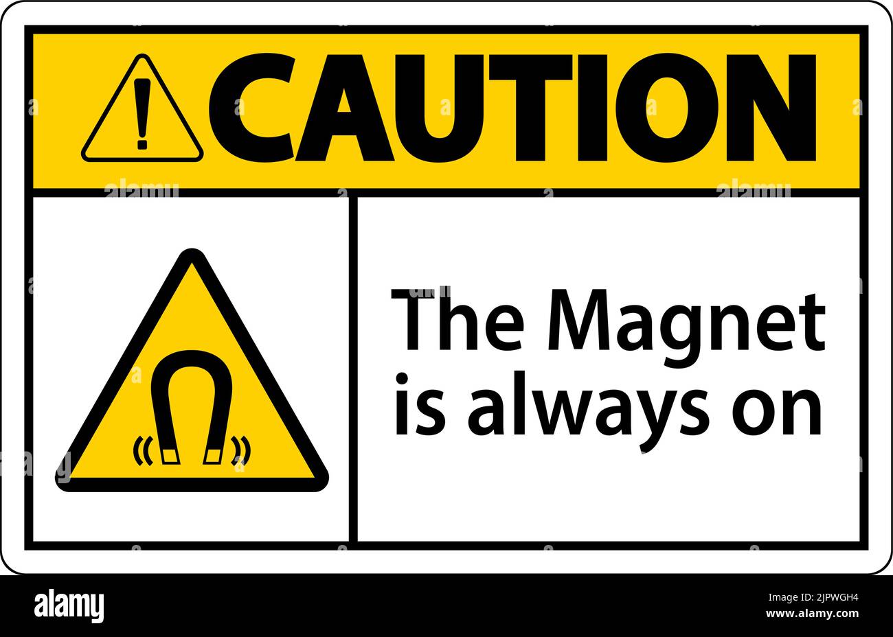 Caution magnet is always sign on white background Stock Vector Image ...