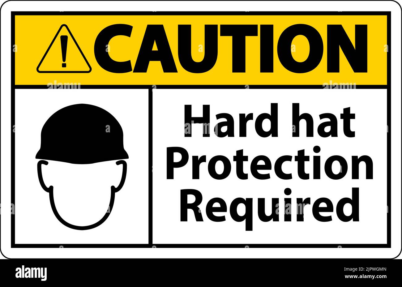 Caution Hard Hat Protection Required Sign On White Background Stock ...