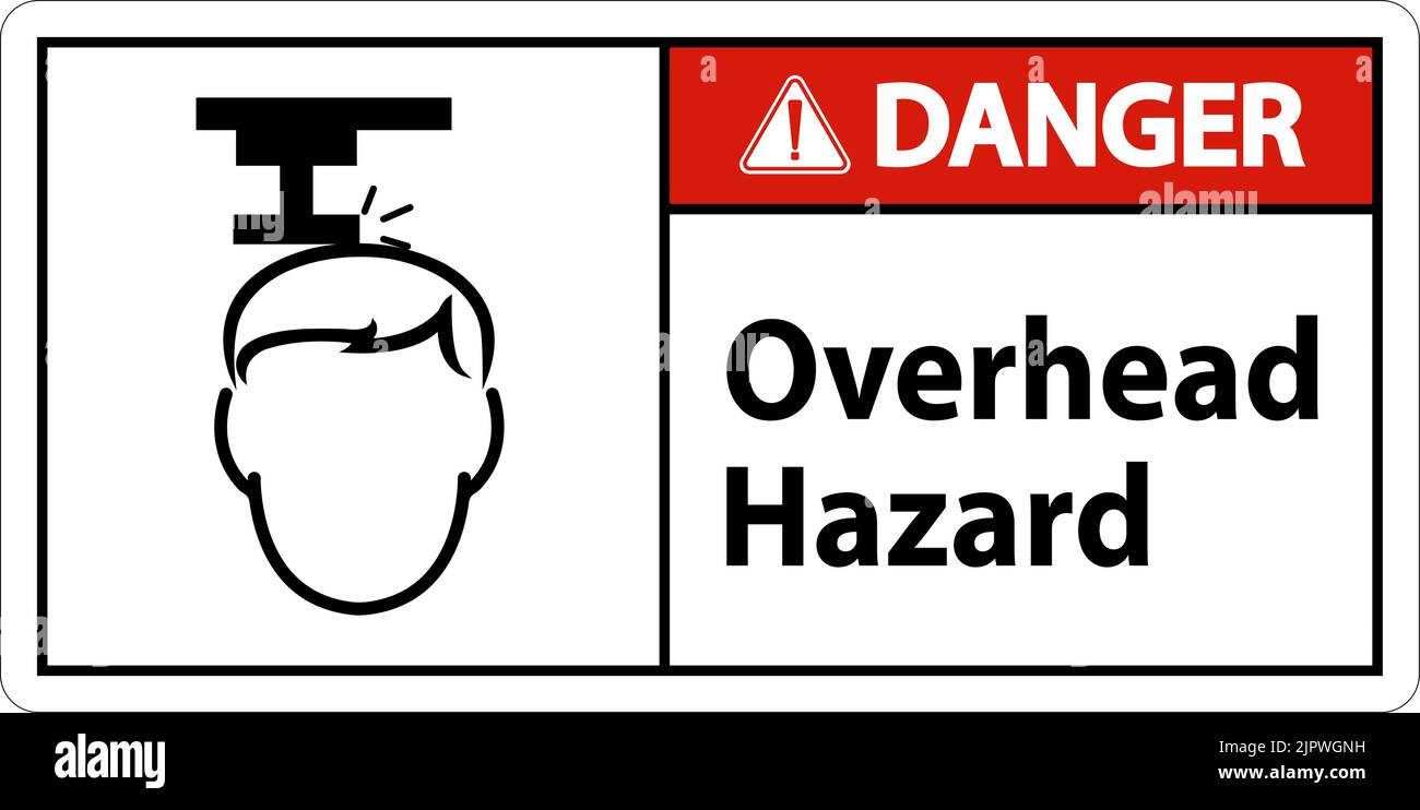Danger Overhead Hazard Sign On White Background Stock Vector Image ...