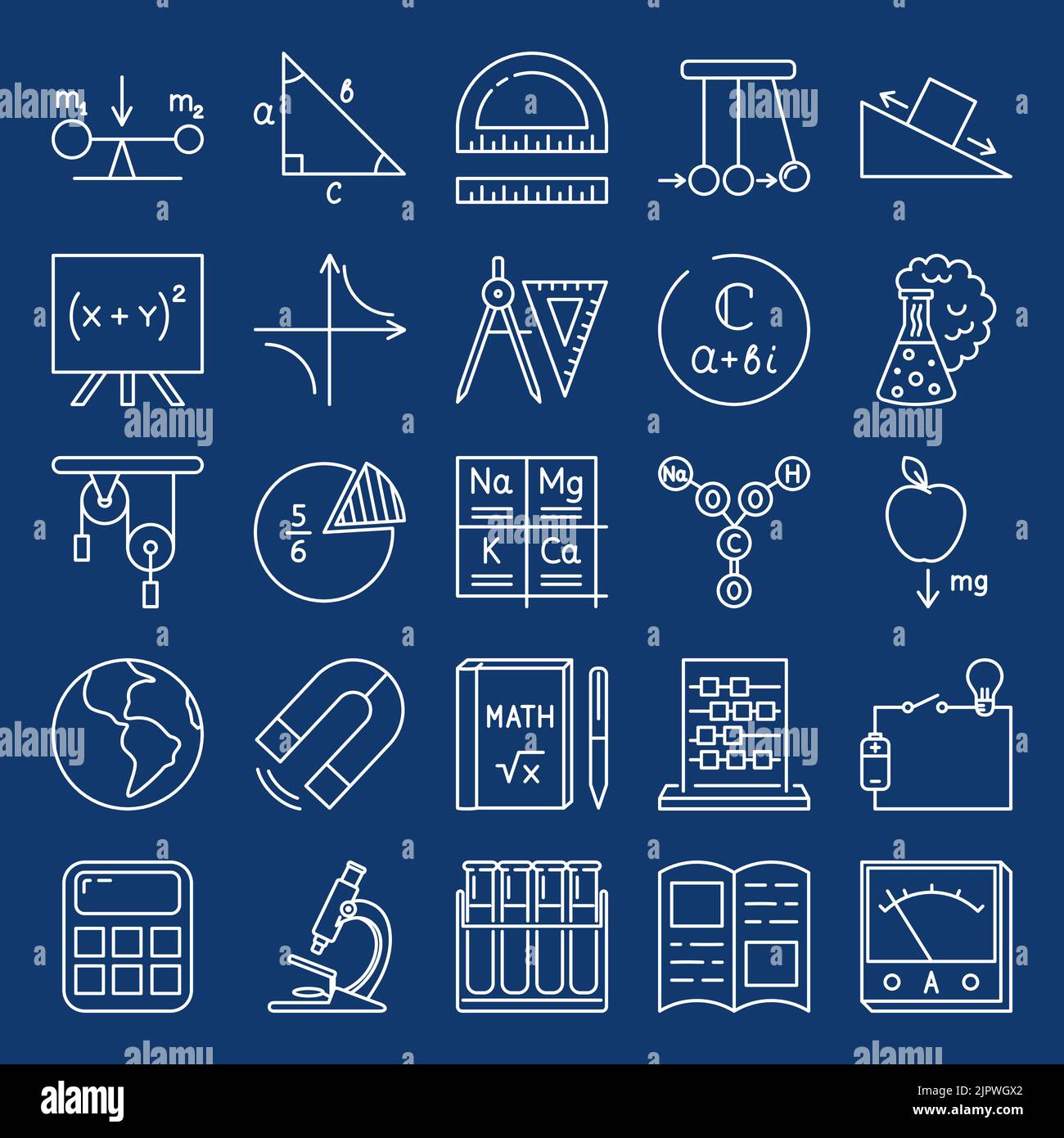 School icons set in line style. Vector illustration Stock Vector Image ...