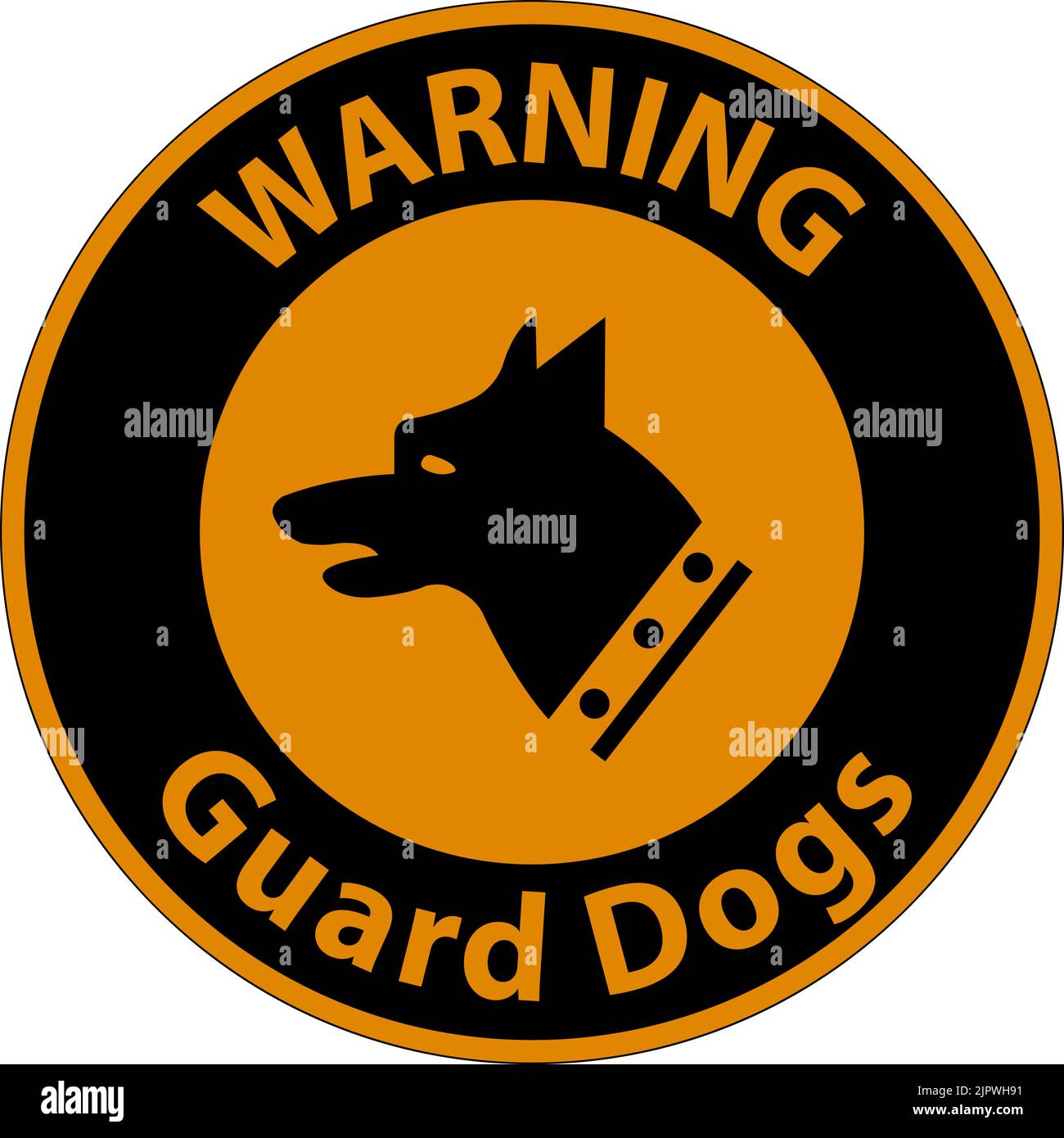 Warning Guard Dogs On Patrol Symbol Sign On White Background Stock ...