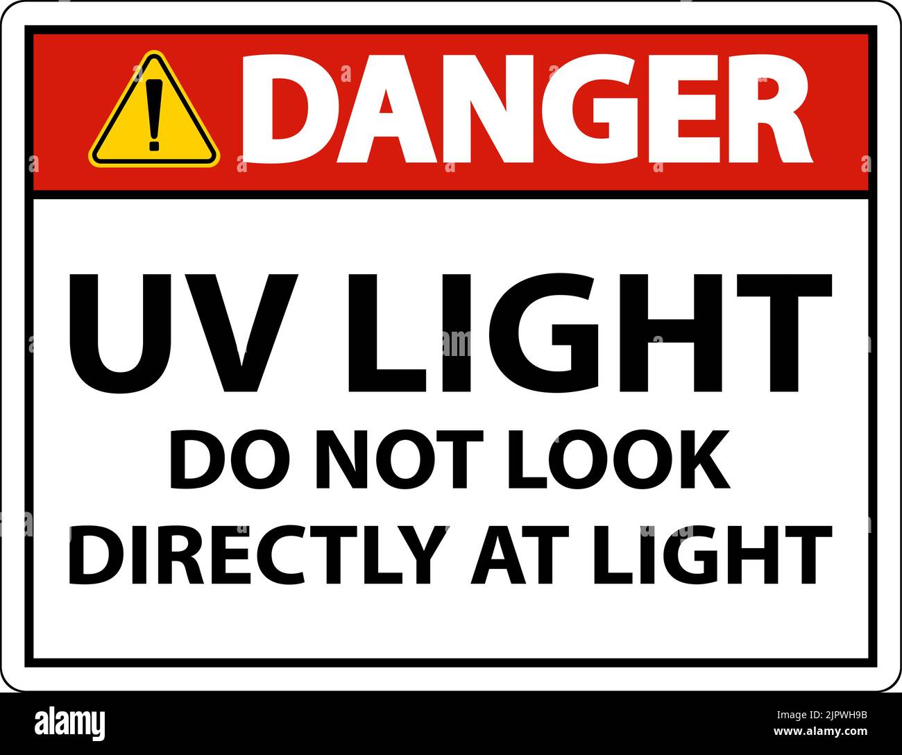 UV Light Do Not Look Directly At Light Sign On White Background Stock ...