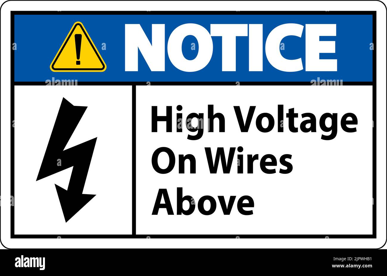 Notice High Voltage On Wires Above Sign On White Background Stock ...