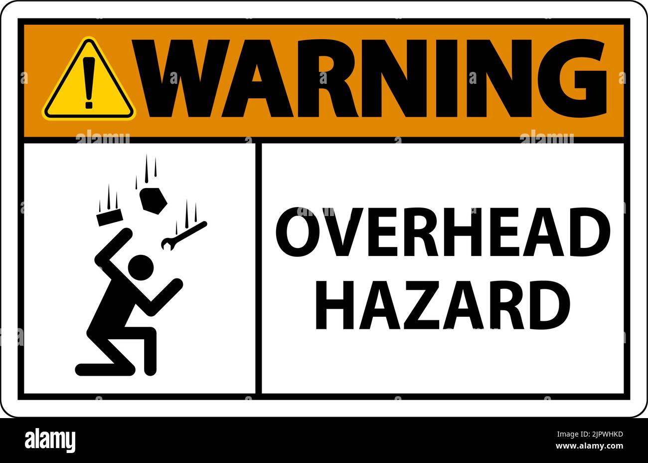 Warning Overhead Hazard Sign On White Background Stock Vector Image ...