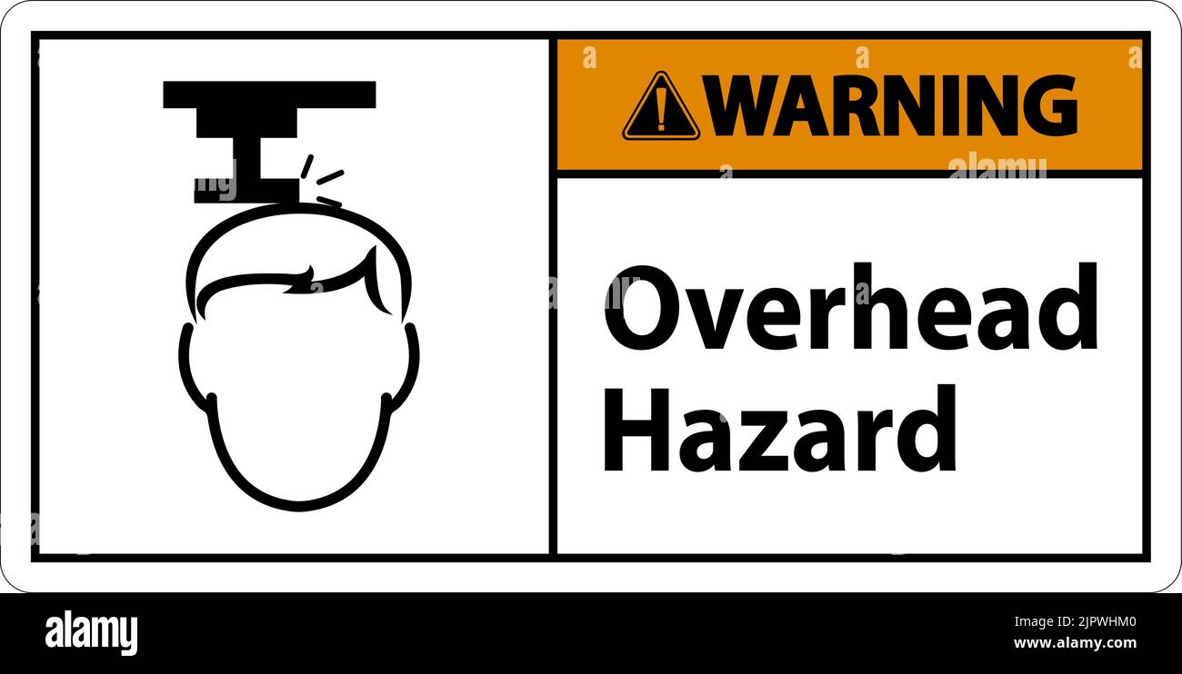 Warning Overhead Hazard Sign On White Background Stock Vector Image ...