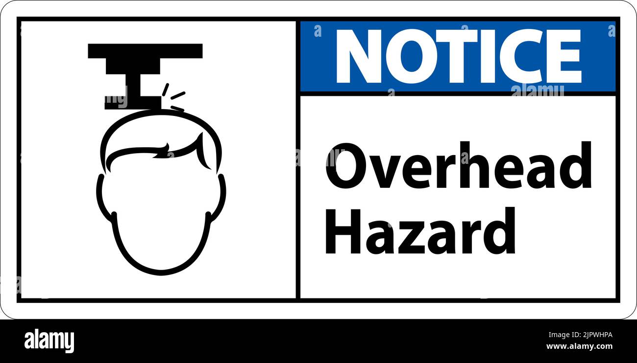 Notice Overhead Hazard Sign On White Background Stock Vector Image ...
