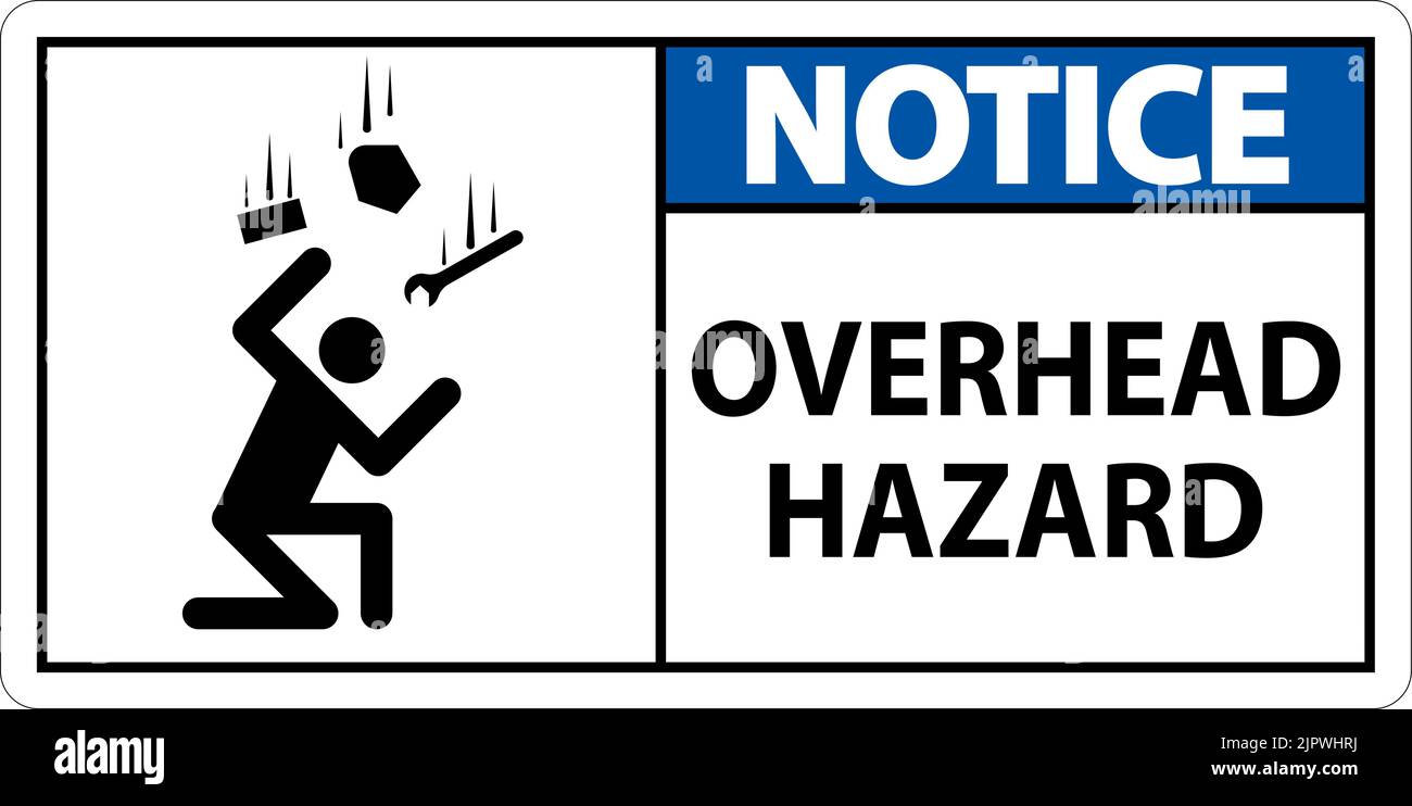 Notice Overhead Hazard Sign On White Background Stock Vector Image ...