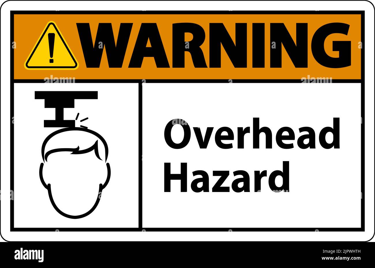 Warning Overhead Hazard Sign On White Background Stock Vector Image ...