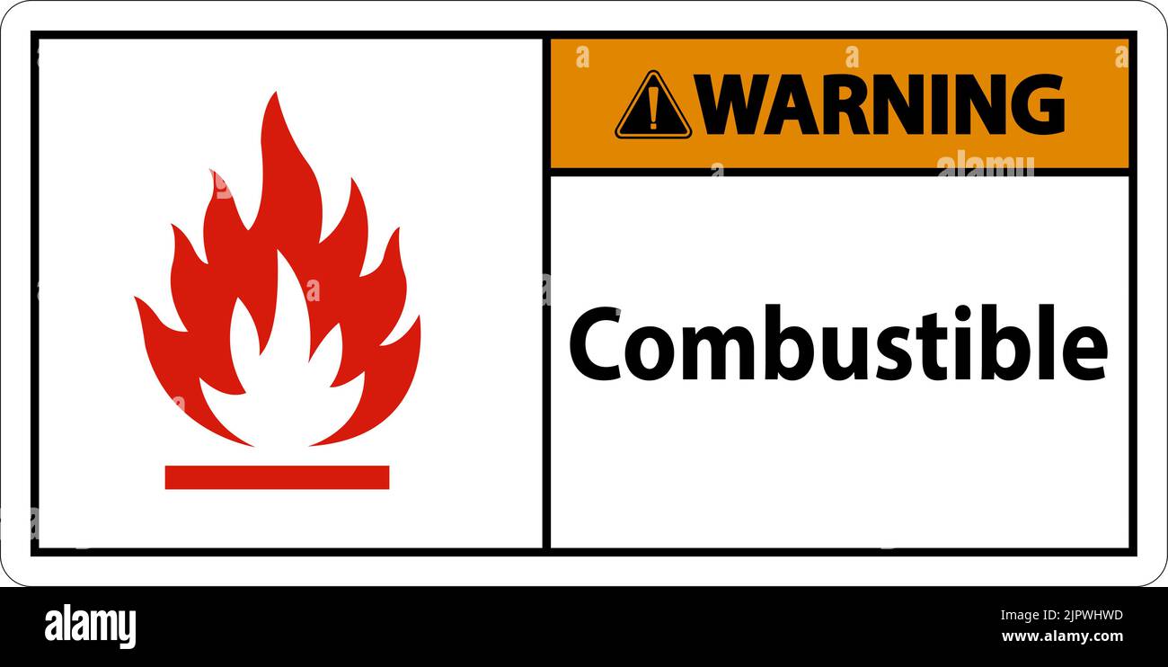 Warning Sign Combustible On White Background Stock Vector Image & Art ...