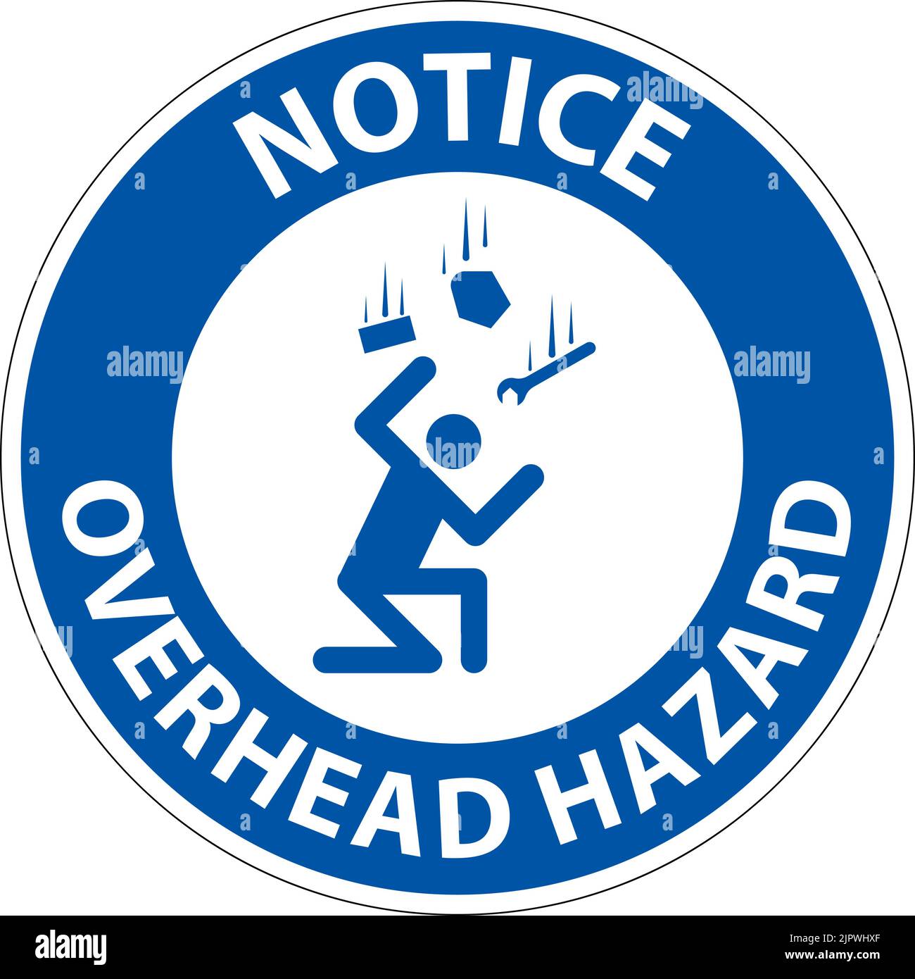 Notice Overhead Hazard Sign On White Background Stock Vector Image ...