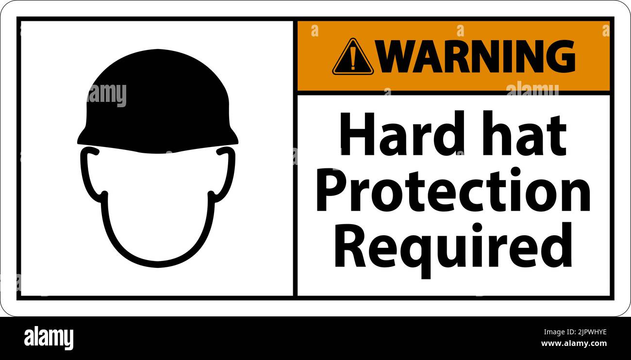 Warning Hard Hat Protection Required Sign On White Background Stock ...