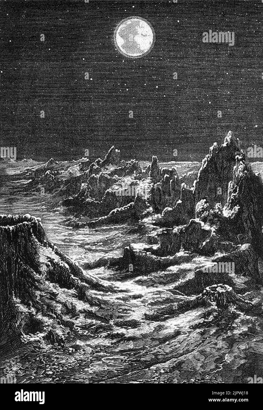 The view of the earth from the moon – Astronomie populaire, 1880 Stock ...