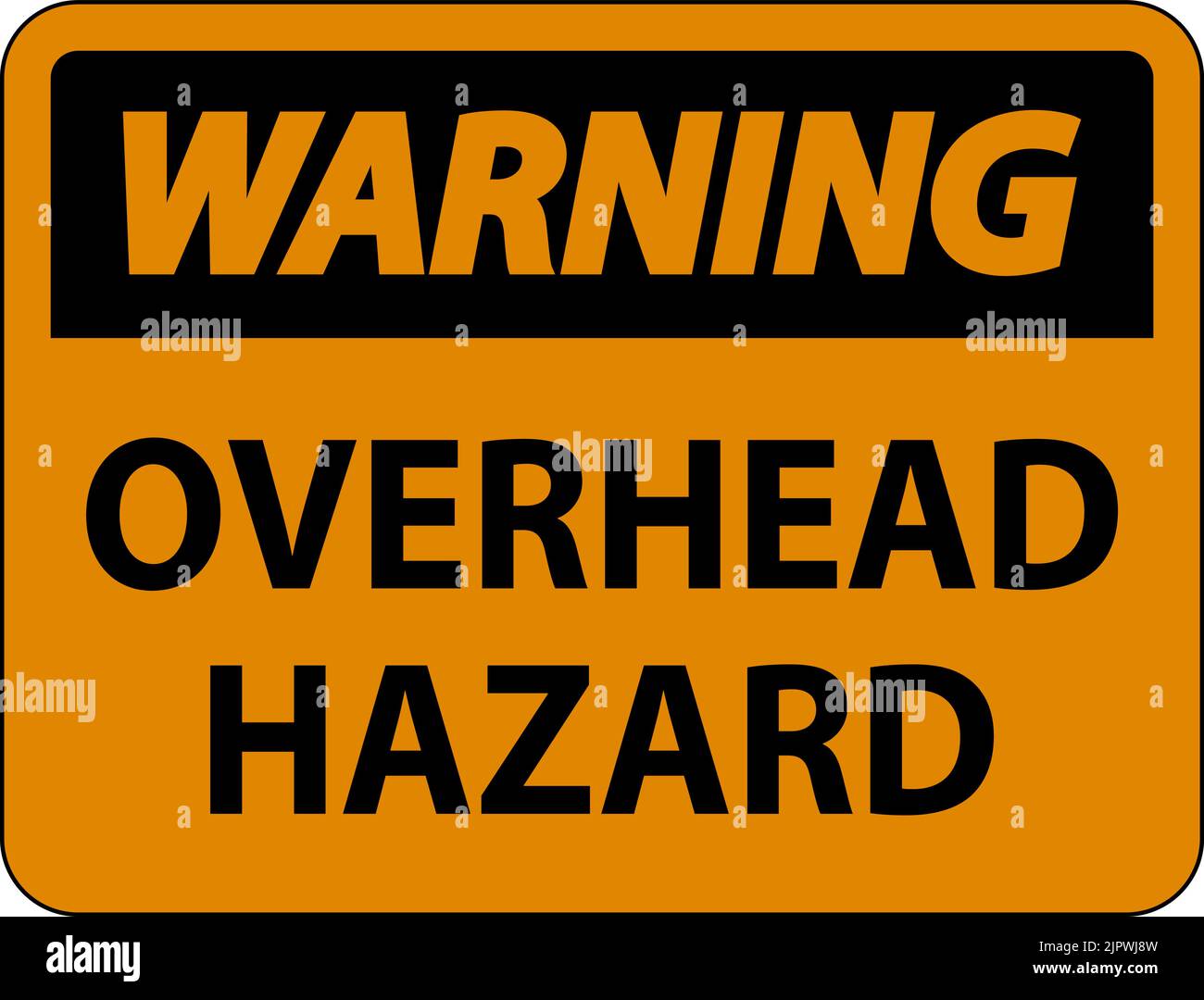 Warning Overhead Hazard Sign On White Background Stock Vector Image ...
