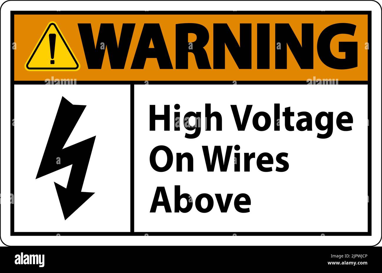 Warning High Voltage On Wires Above Sign On White Background Stock ...