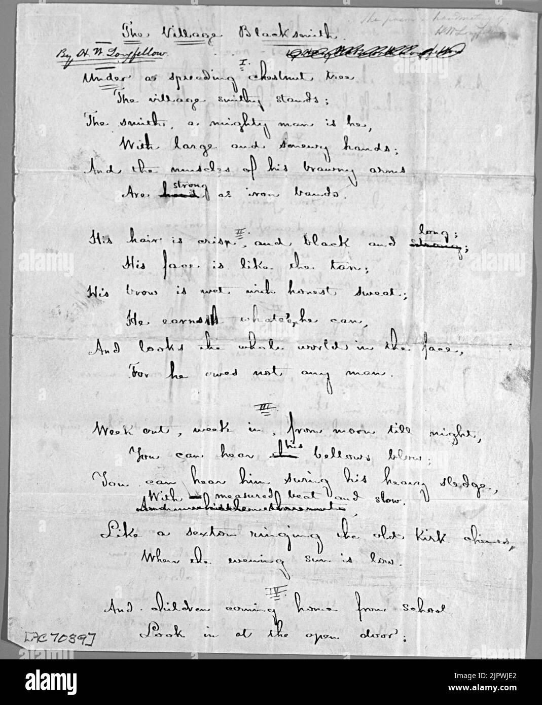 The Village Blacksmith Poem (Longfellow Stock Photo - Alamy