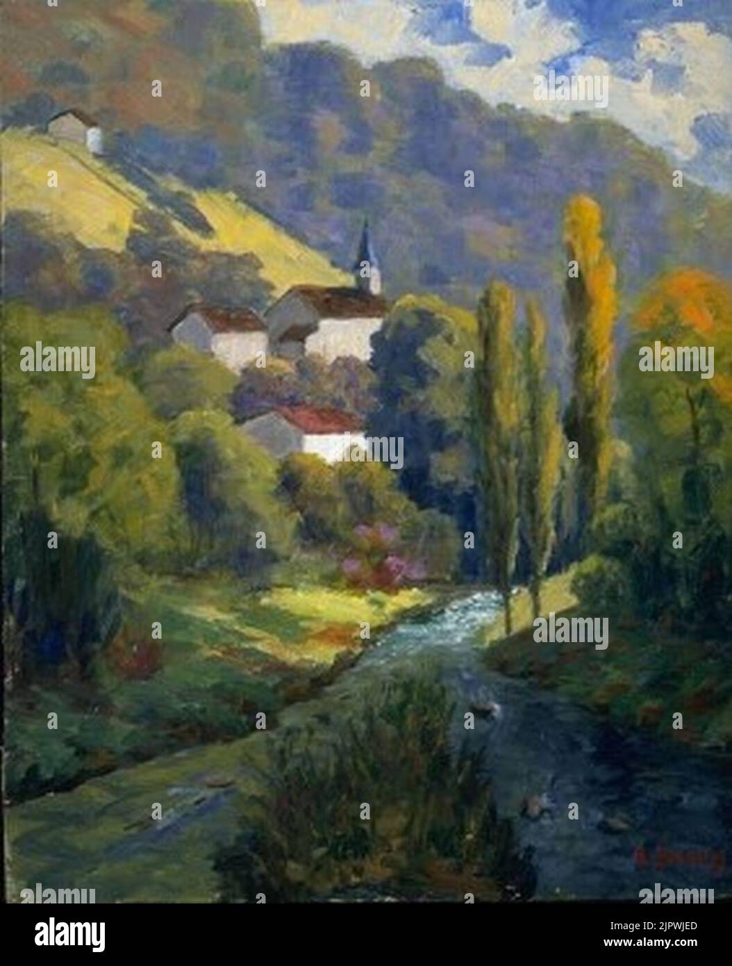 The Village Church (Pays Basque) by Louis Dewis Stock Photo - Alamy