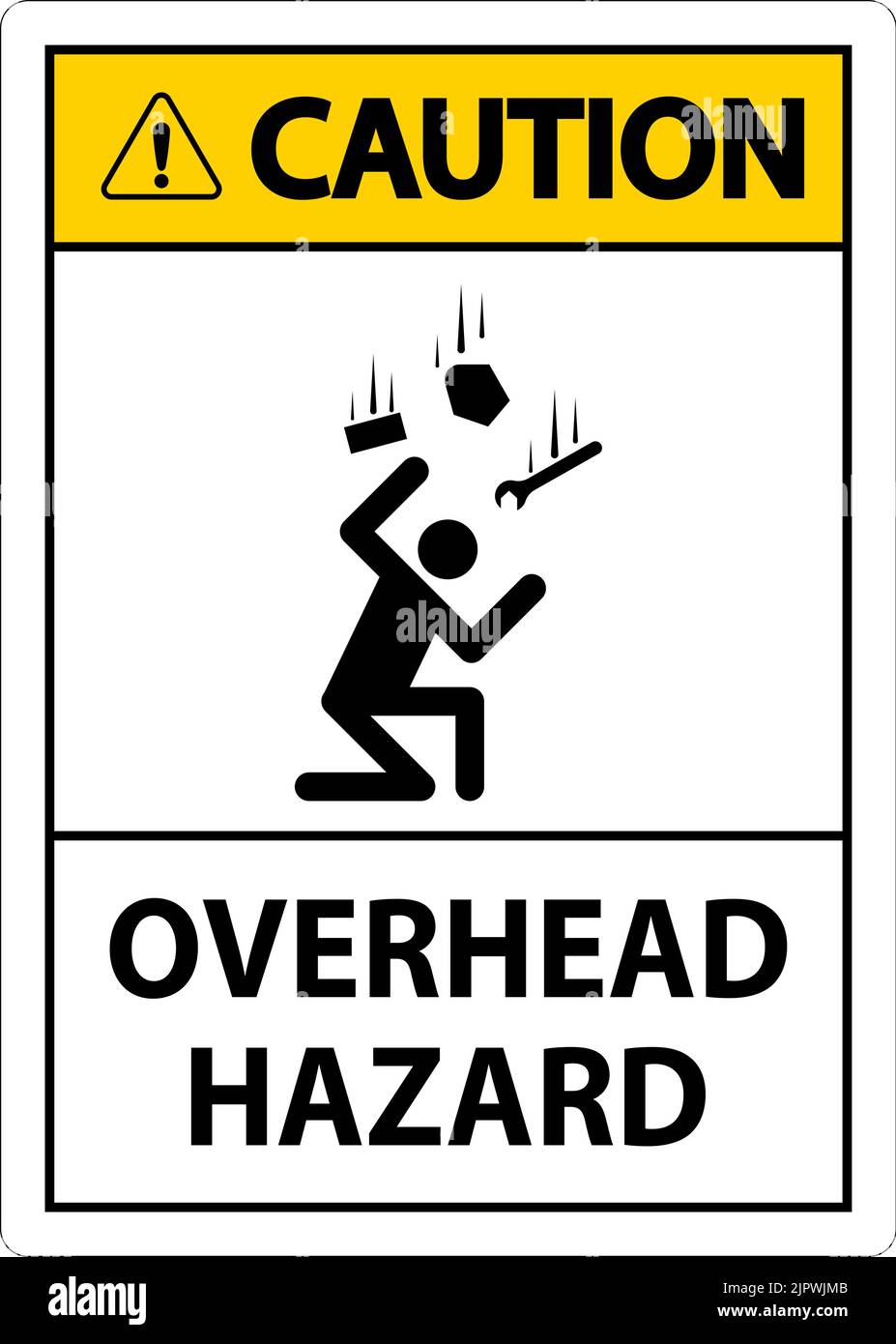Caution Overhead Hazard Sign On White Background Stock Vector Image ...