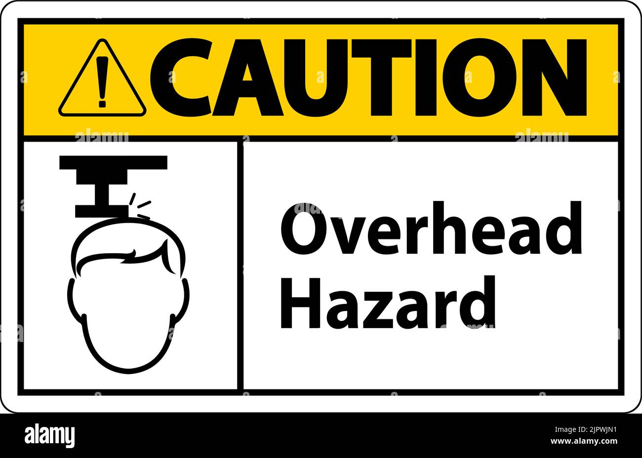 Caution Overhead Hazard Sign On White Background Stock Vector Image ...